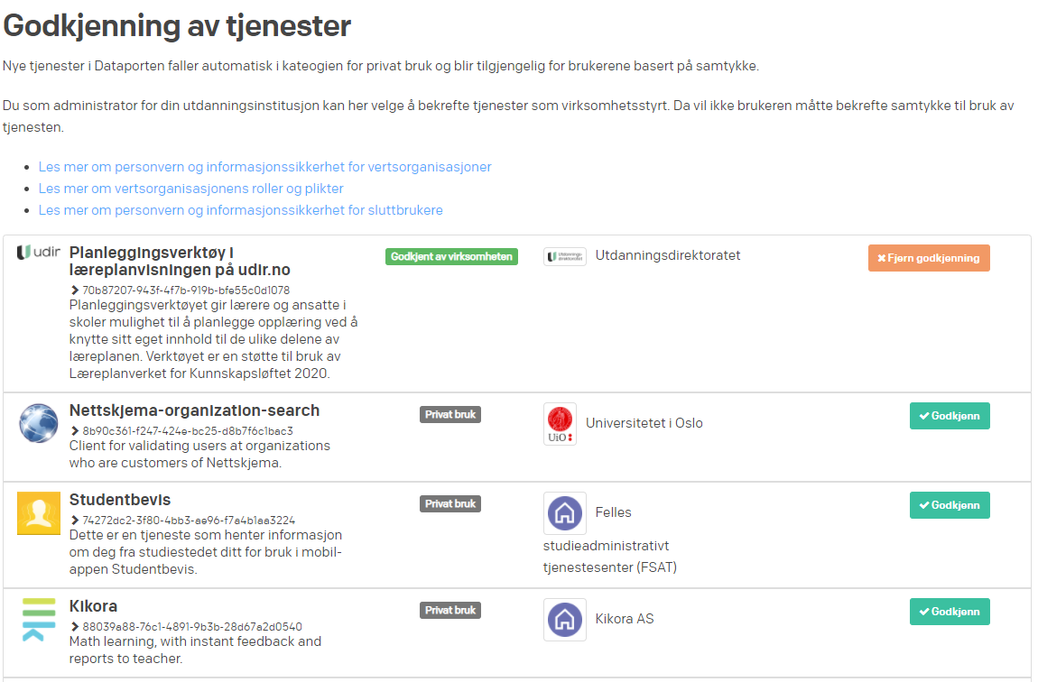 Hvordan godkjenner jeg tilgang til tjenester registrert i Nye Feide?