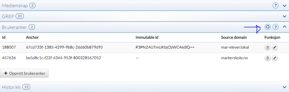 Gjenopprette brukeranker i eFeide